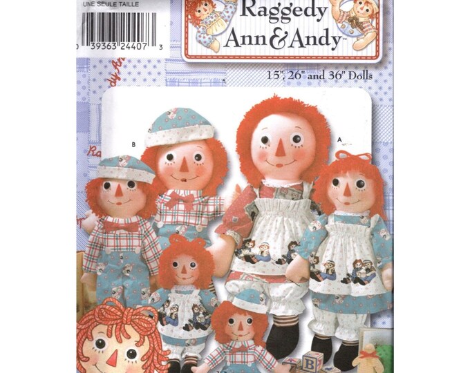 15 26 and 36 Raggedy Ann and Andy Doll and Cloths Sewing Pattern ...