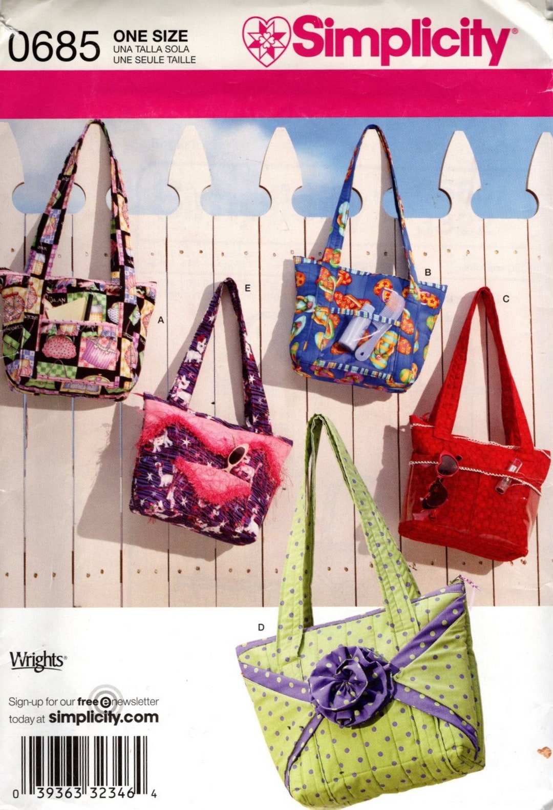 Crafty Tote Bags Sewing Pattern, Simplicity 0685 Uncut - Etsy