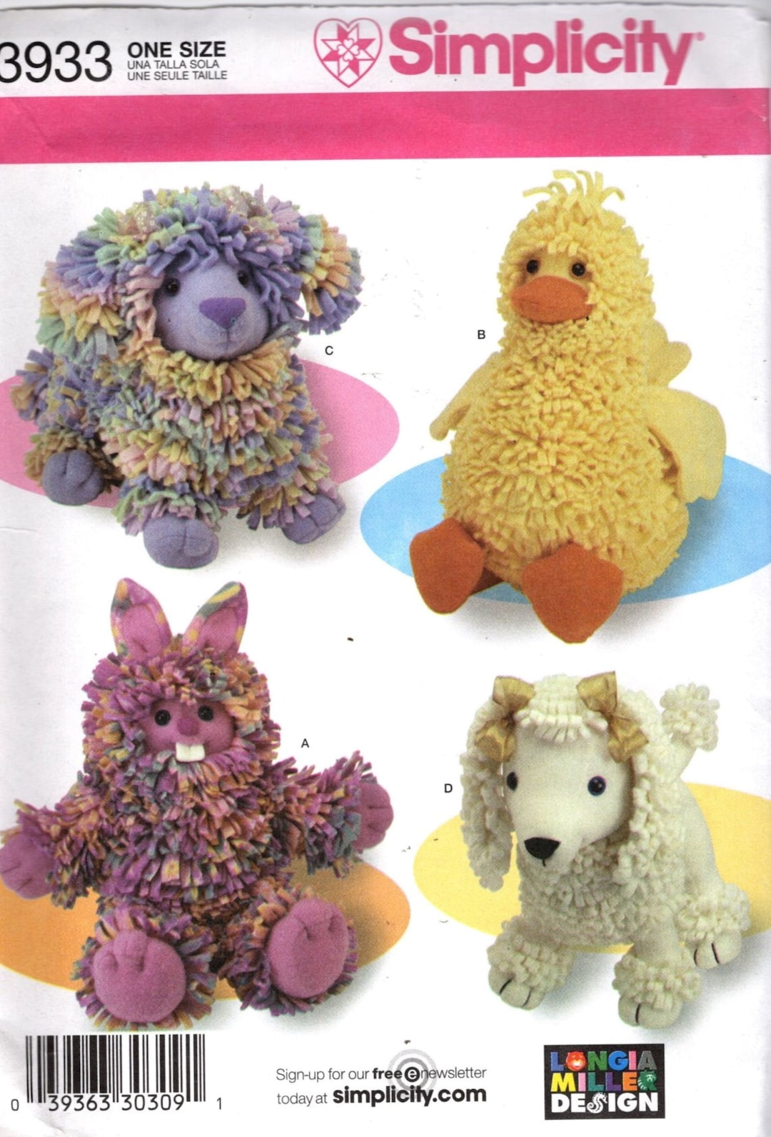 15 Loopy Animals Sewing Pattern Bunny Duck Dog Poodle - Etsy