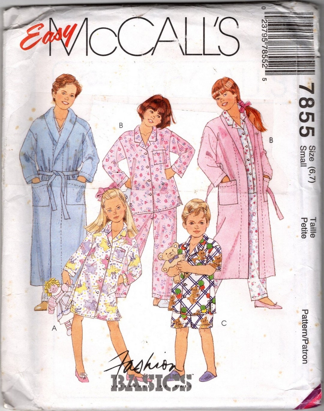 Girls and Boys Robe, Nightshirt and Pajamas Sewing Pattern Sizes 6 7 ...