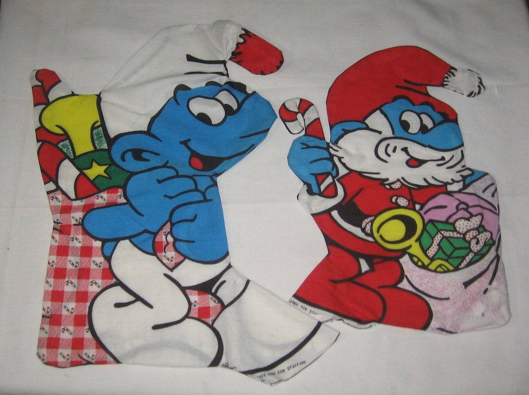 2 Smurf Christmas Pillow Doll Cut N Sew Fabric Panel 16 & 13 Precut and ...