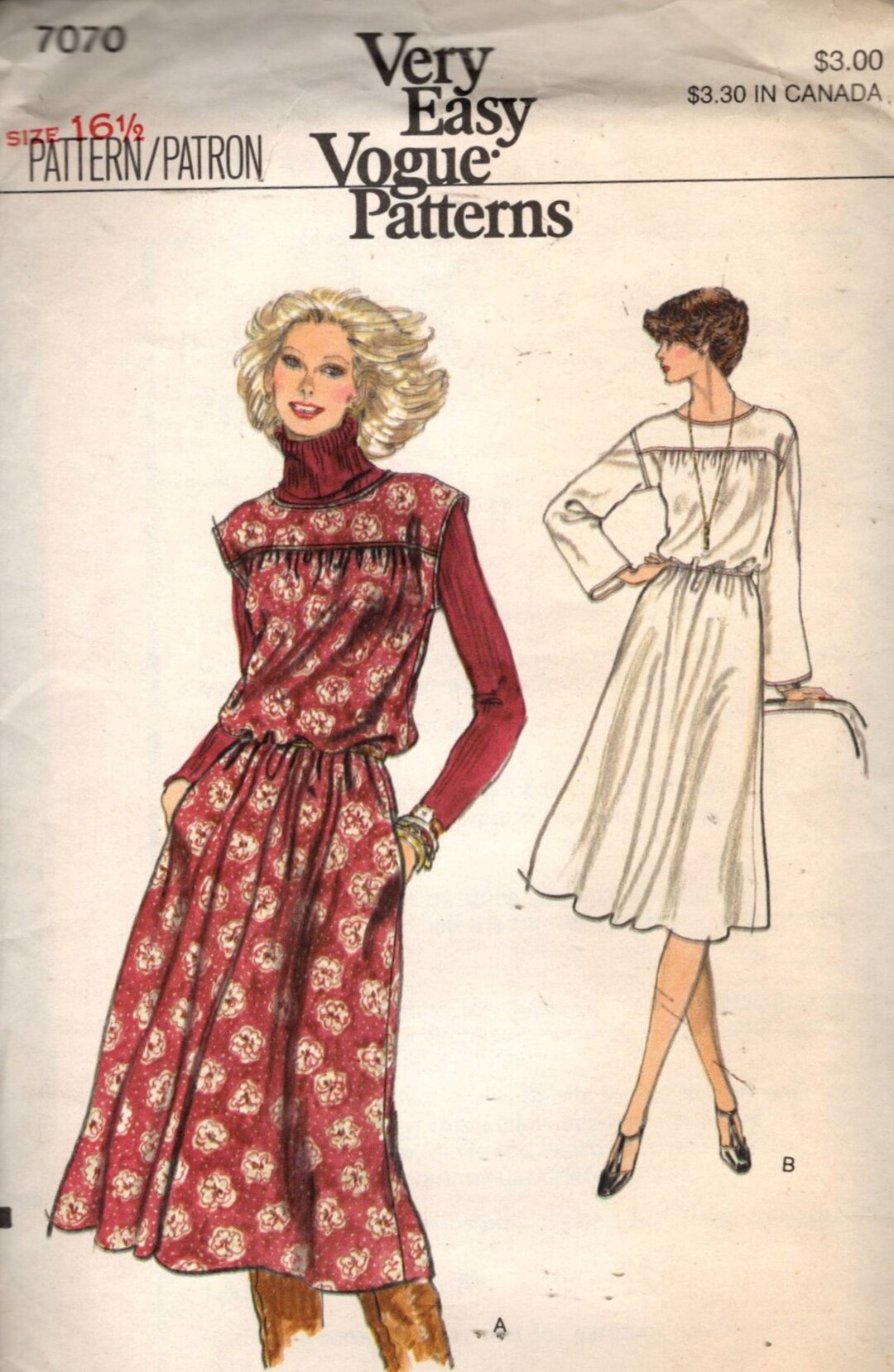 Half Size Dress Sewing Pattern Very Easy Vogue 7070 Uncut Size 16 1/2 ...