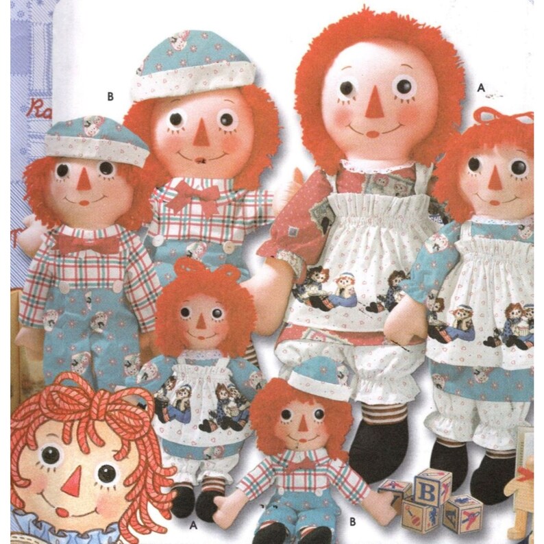 15 26 and 36 Raggedy Ann and Andy Doll and Cloths Sewing Pattern ...
