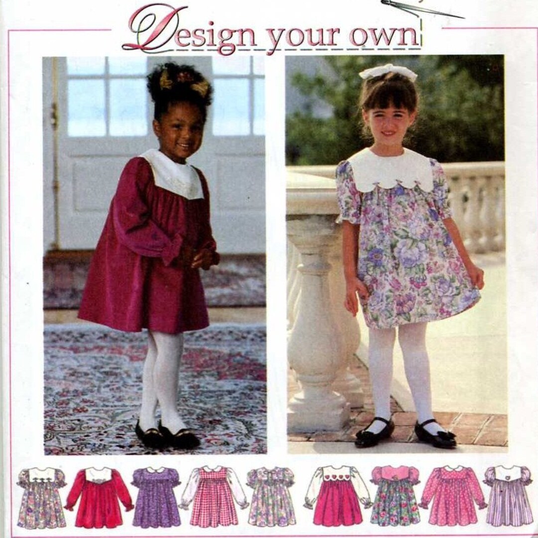 Design Your Own Childs Dress Sewing Pattern Simplicity 9376 Size 5 6 6X ...