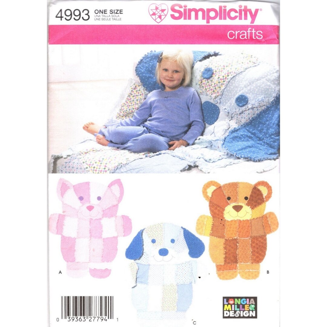 Cat, Bear, Dog Rag Quilt Sewing Pattern Simplicity 4993 Unused - Etsy
