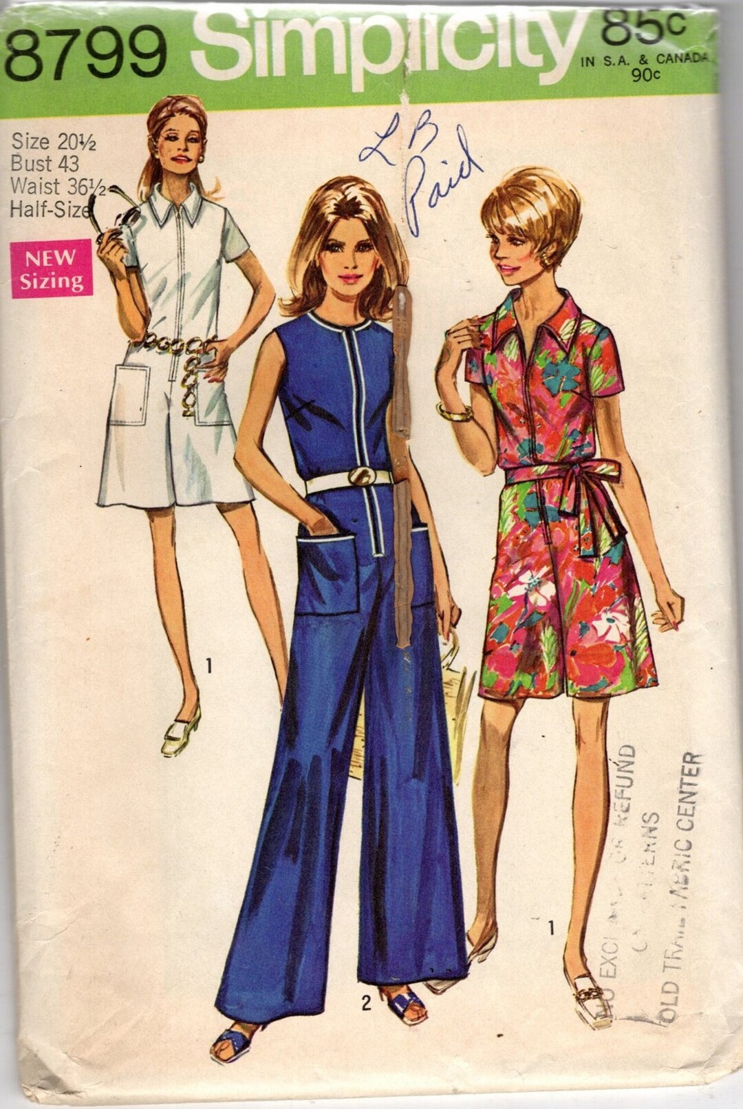 Vintage Half Size Pantsdress in 2 Lengths Sewing Pattern Simplicity ...