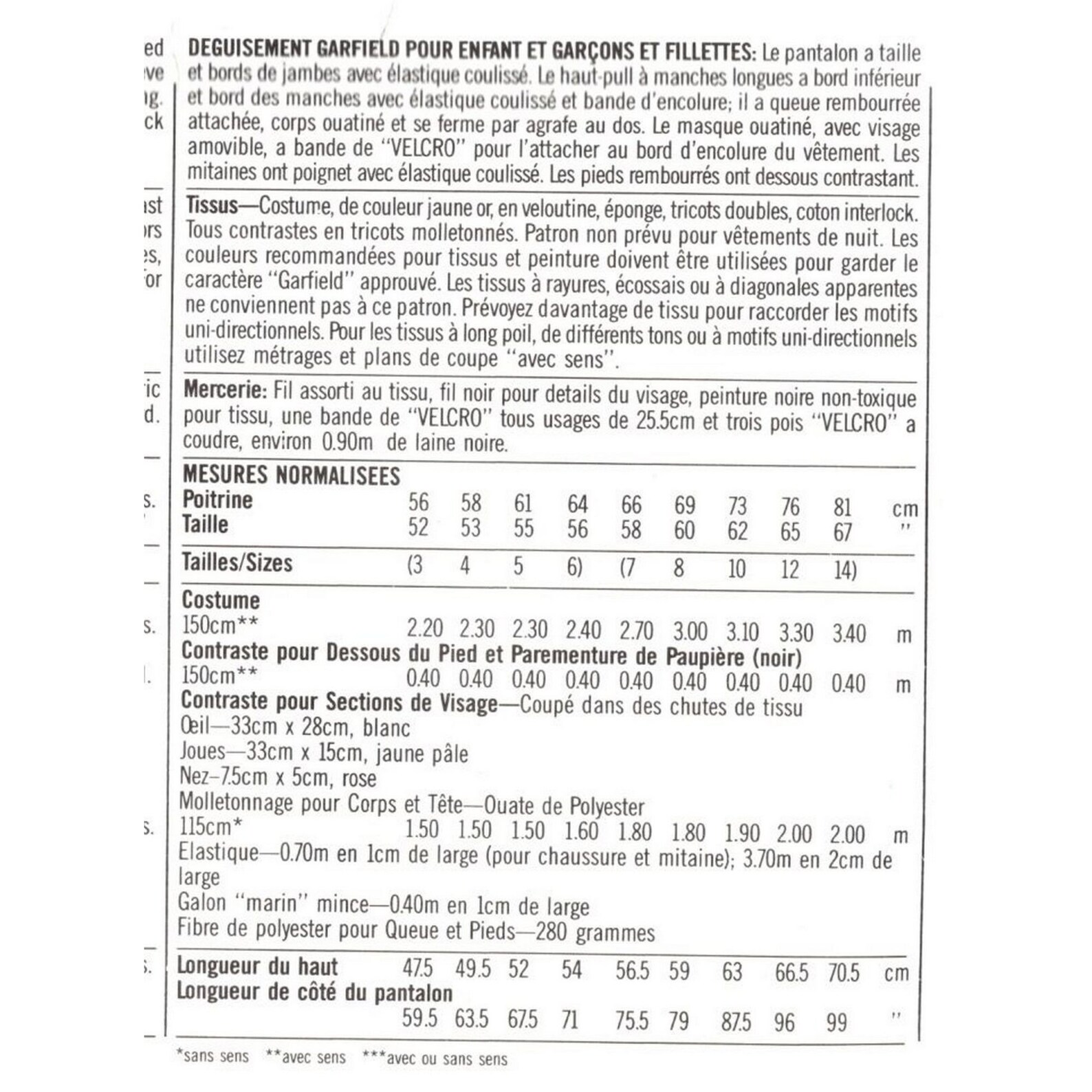 Toddler Childs Garfield Costume Sewing Pattern Simplicity 0619 Size 3 4 ...