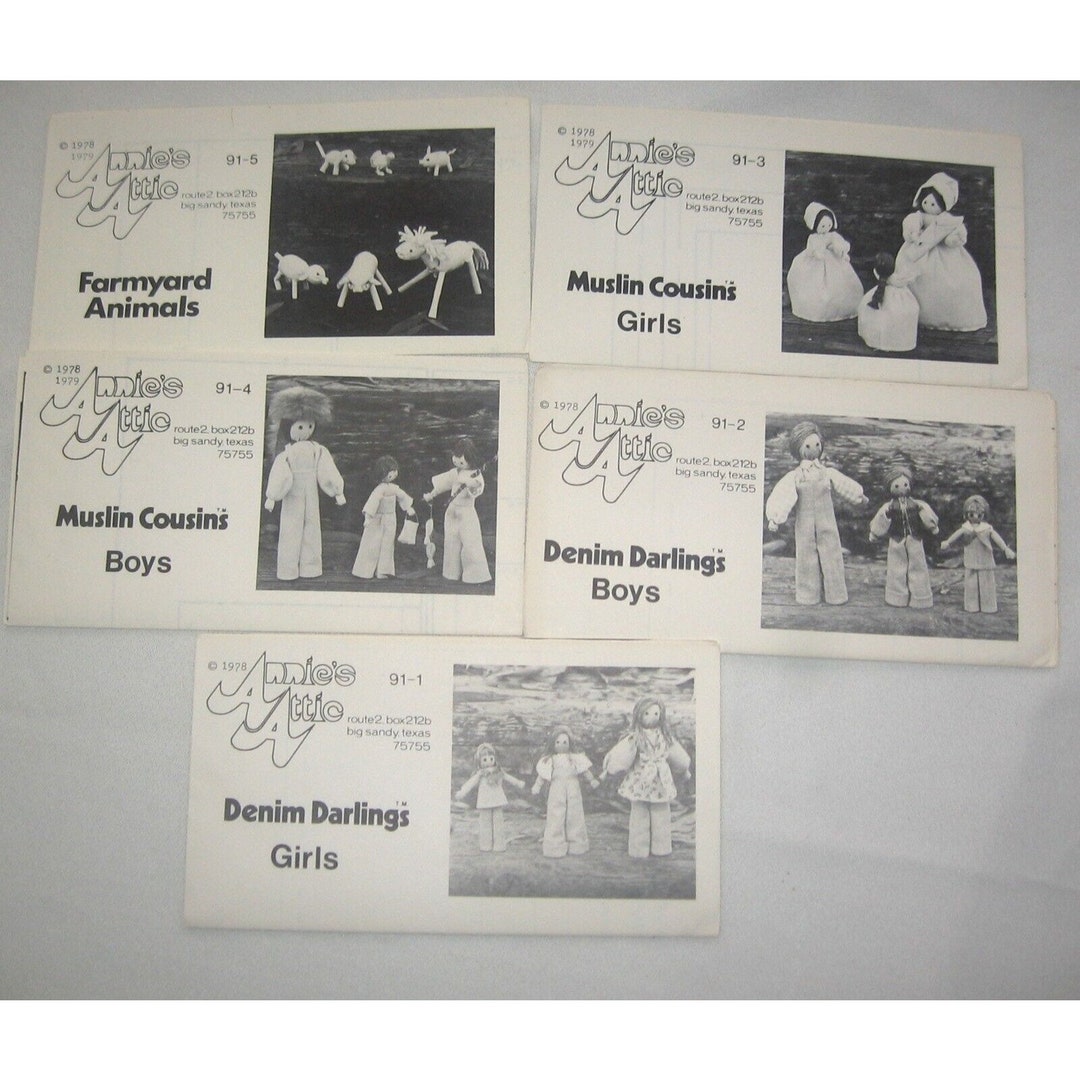5 Annies Attic Denim and Muslin Dolls and Farmyard Sewing Pattern - Etsy