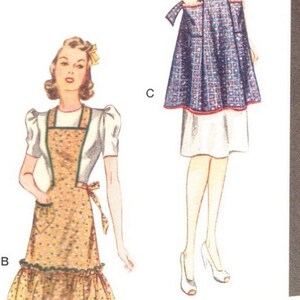 Full Bib Aprons Sewing Pattern Reproduction of Retro 1940's Pattern ...