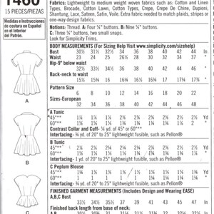 Misses 1950's Retro Reproduction Tunic & Peplum Blouse Sewing Pattern ...