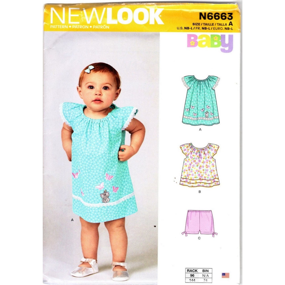 Infants Dress Top Sewing Pattern Baby Simplicity New Look 6663 Size NB ...