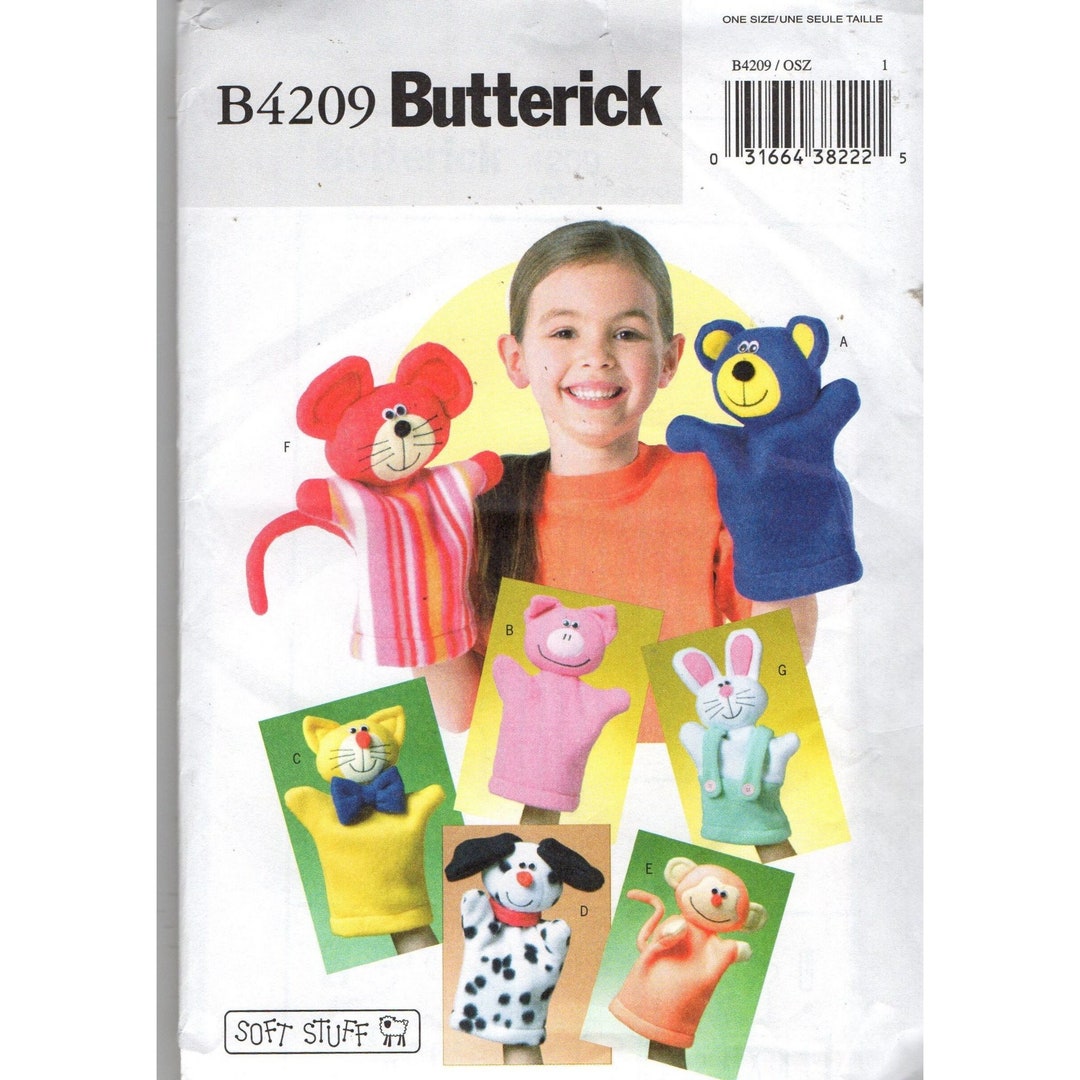 Hand Puppets Sewing Pattern,bear, Pig, Cat, Dog, Monkey, Mouse, Bunny ...