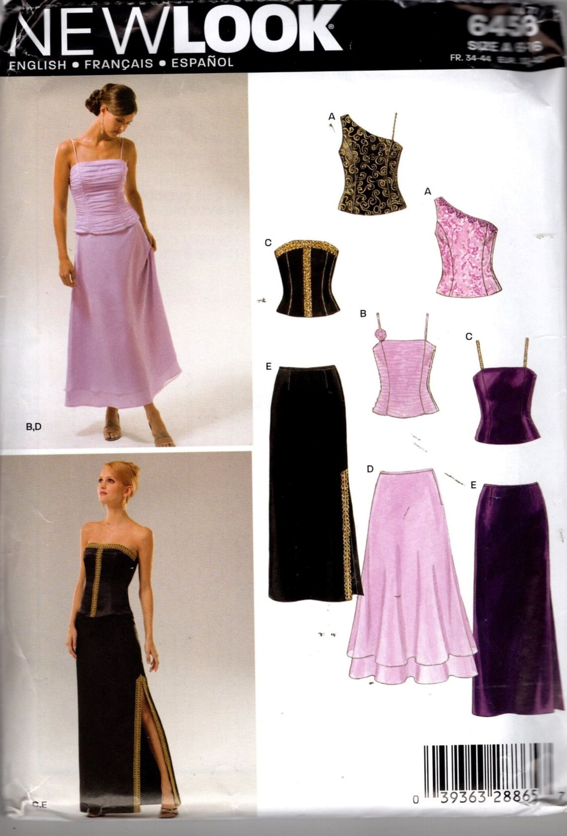 Misses Skirt and Top Sewing Pattern, Simplicity New Look 6456 Size 6 8 ...