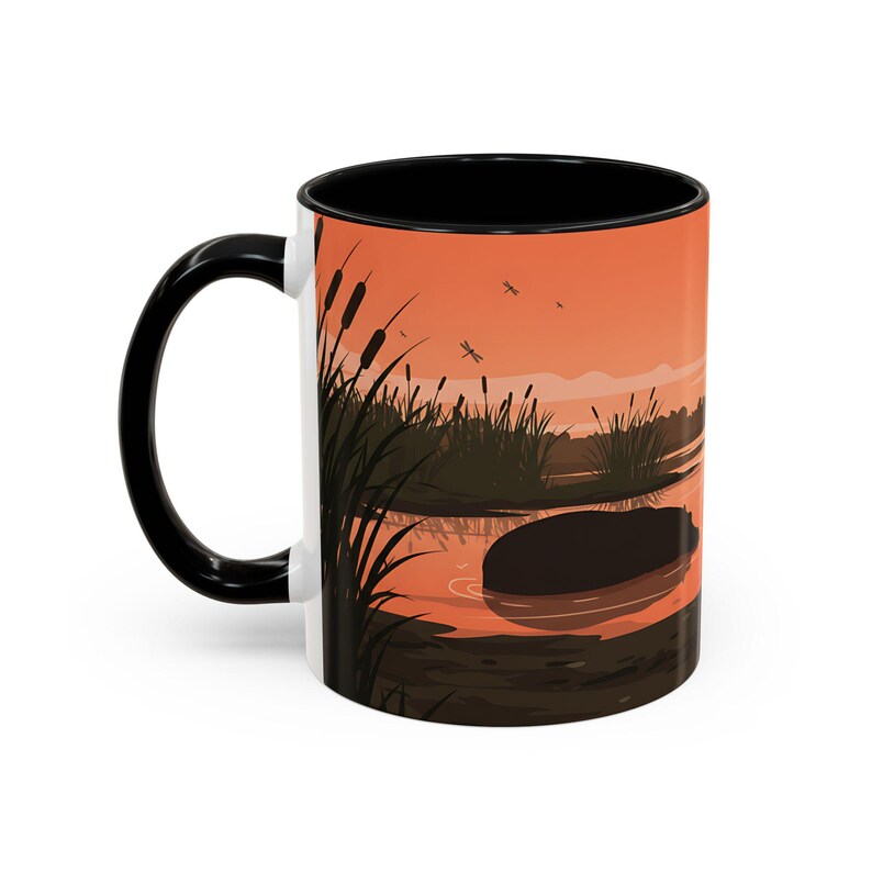 Hippo Sunset Mug – Minimalist Hippo Coffee Lover Gift – 11oz / 15oz ...