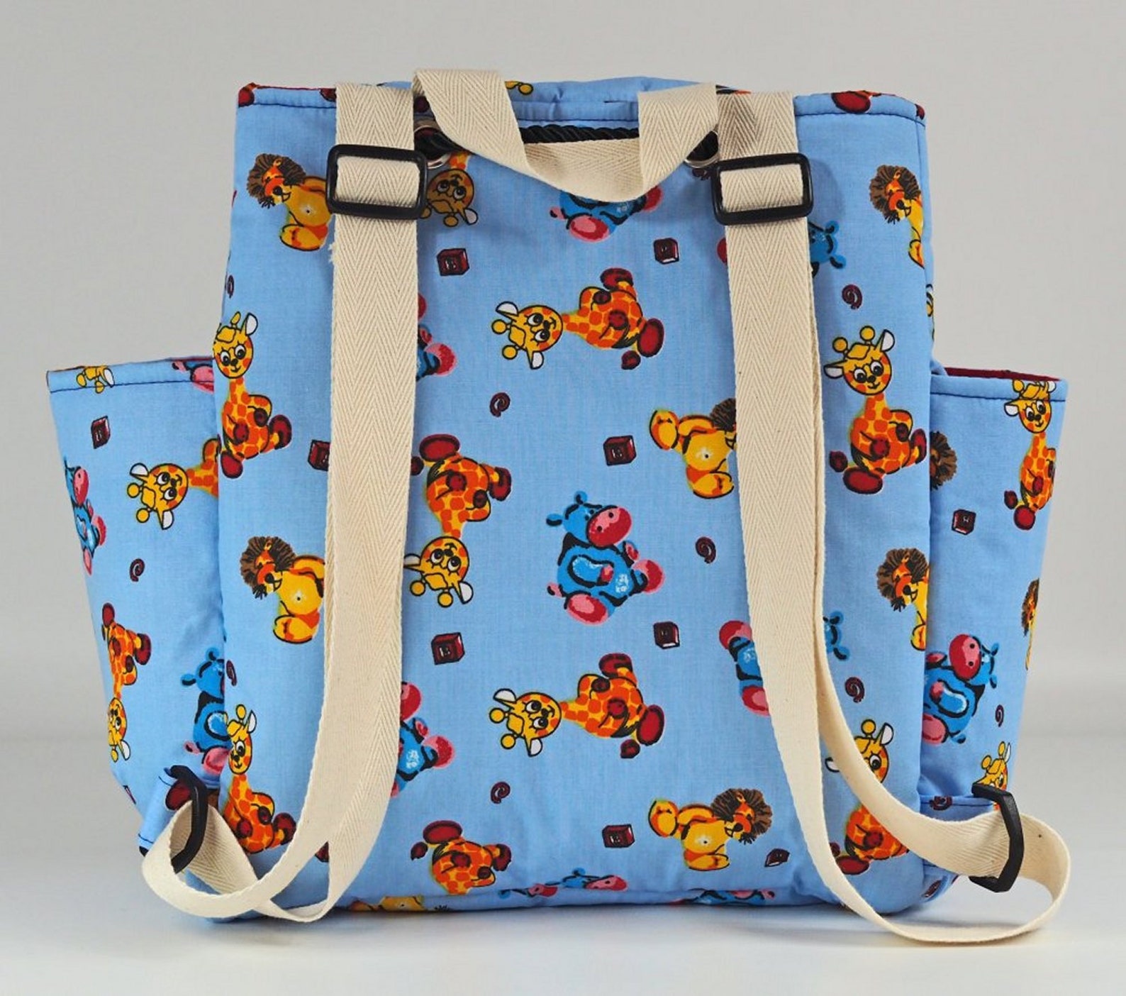 SALE Cute Safari Animals Backpack / Childrens Fabric Backpack / School ...