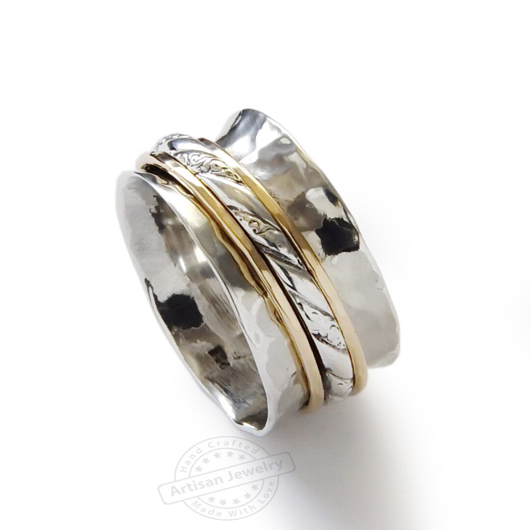 Two Tone Braided Spinner Ring for Woman - Etsy