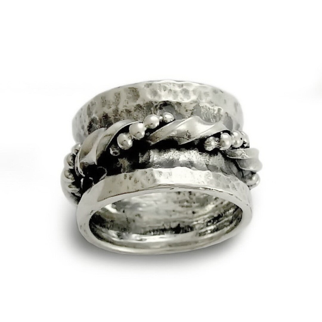 Rustic Large Silver Spinner Ring for Men - Etsy