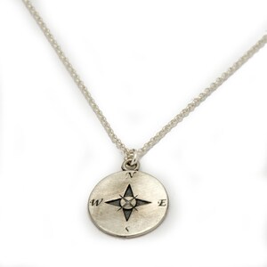 Compass Charm Silver Necklace - Etsy