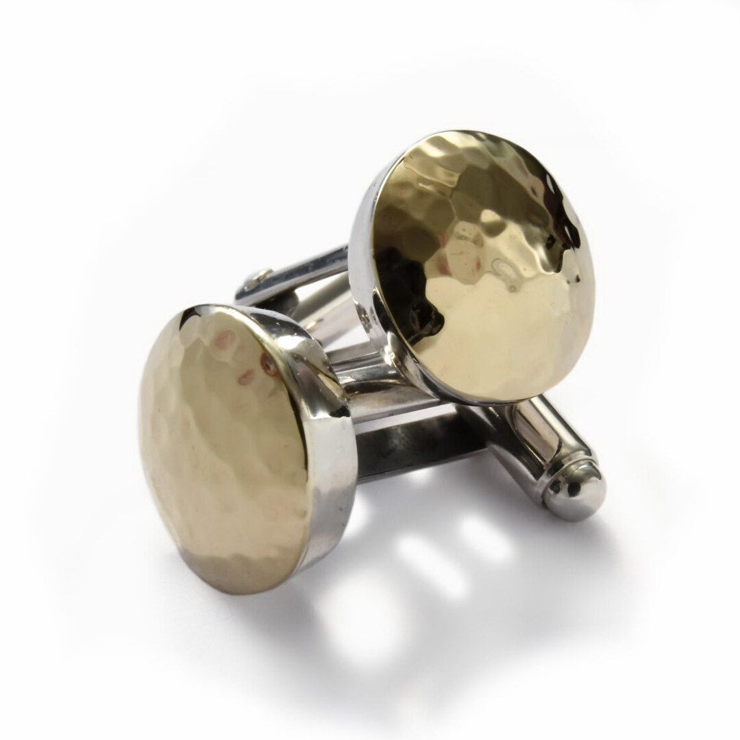 Hammered Gold Round Cufflinks - Etsy