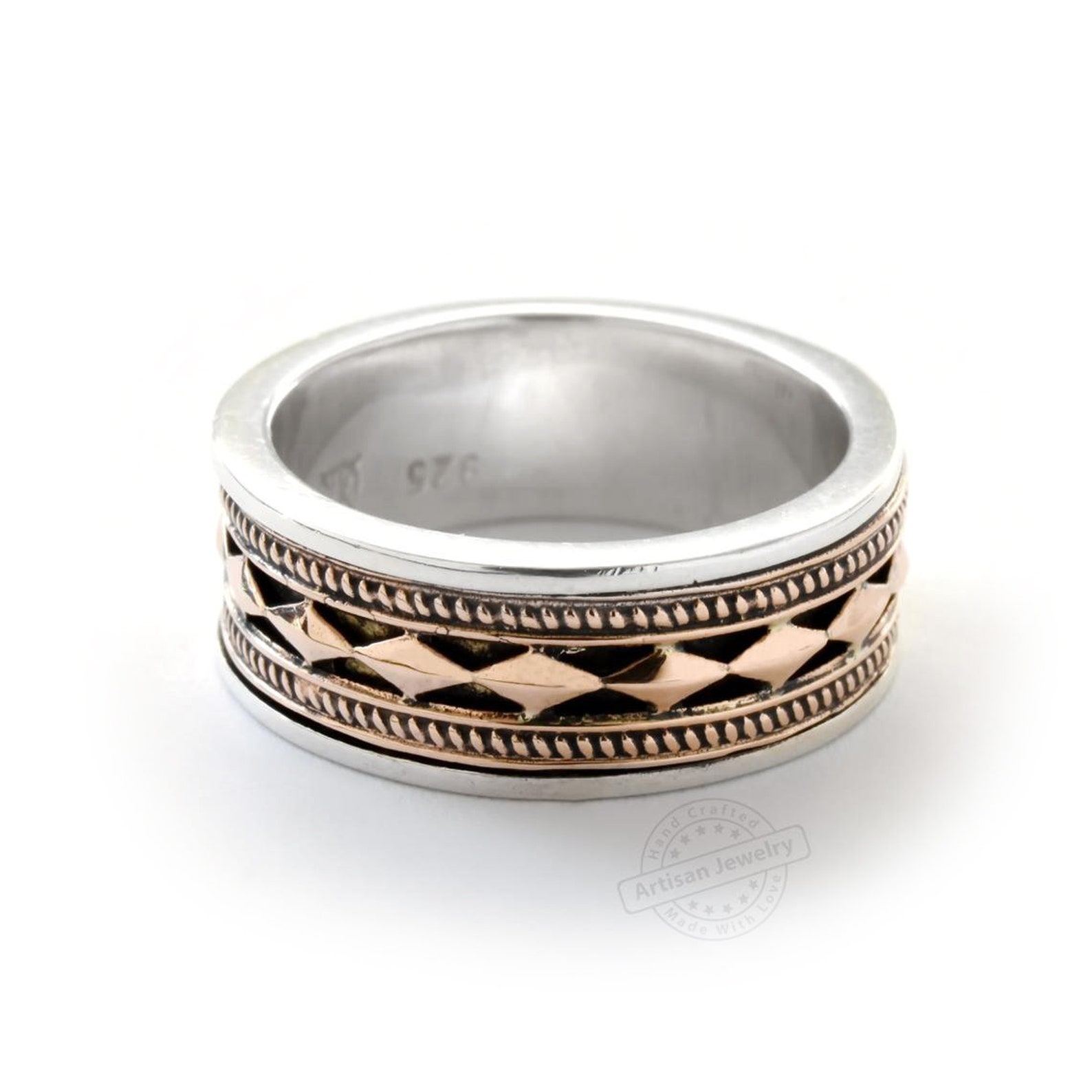 Ethnic Gold and Silver Wedding Band - Etsy