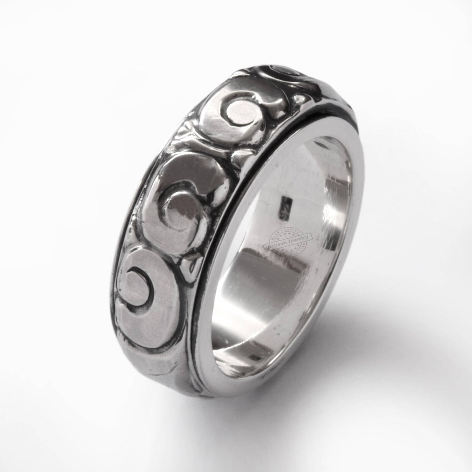 Rustic Silver Spinner Band Mixed Metals Band Meditation - Etsy