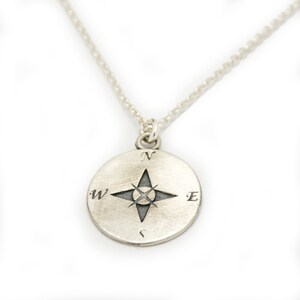 Compass Charm Silver Necklace - Etsy