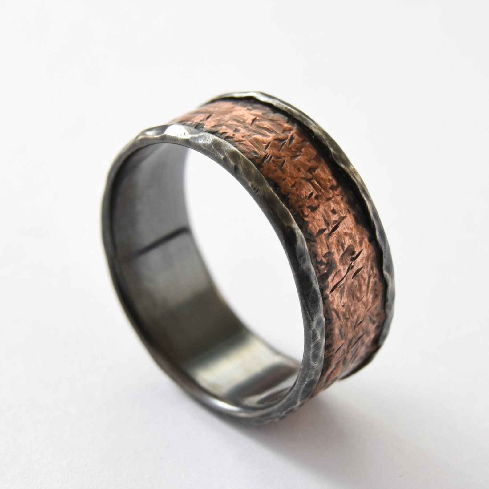 Rustic Band for Men Made of Copper and Silver - Etsy