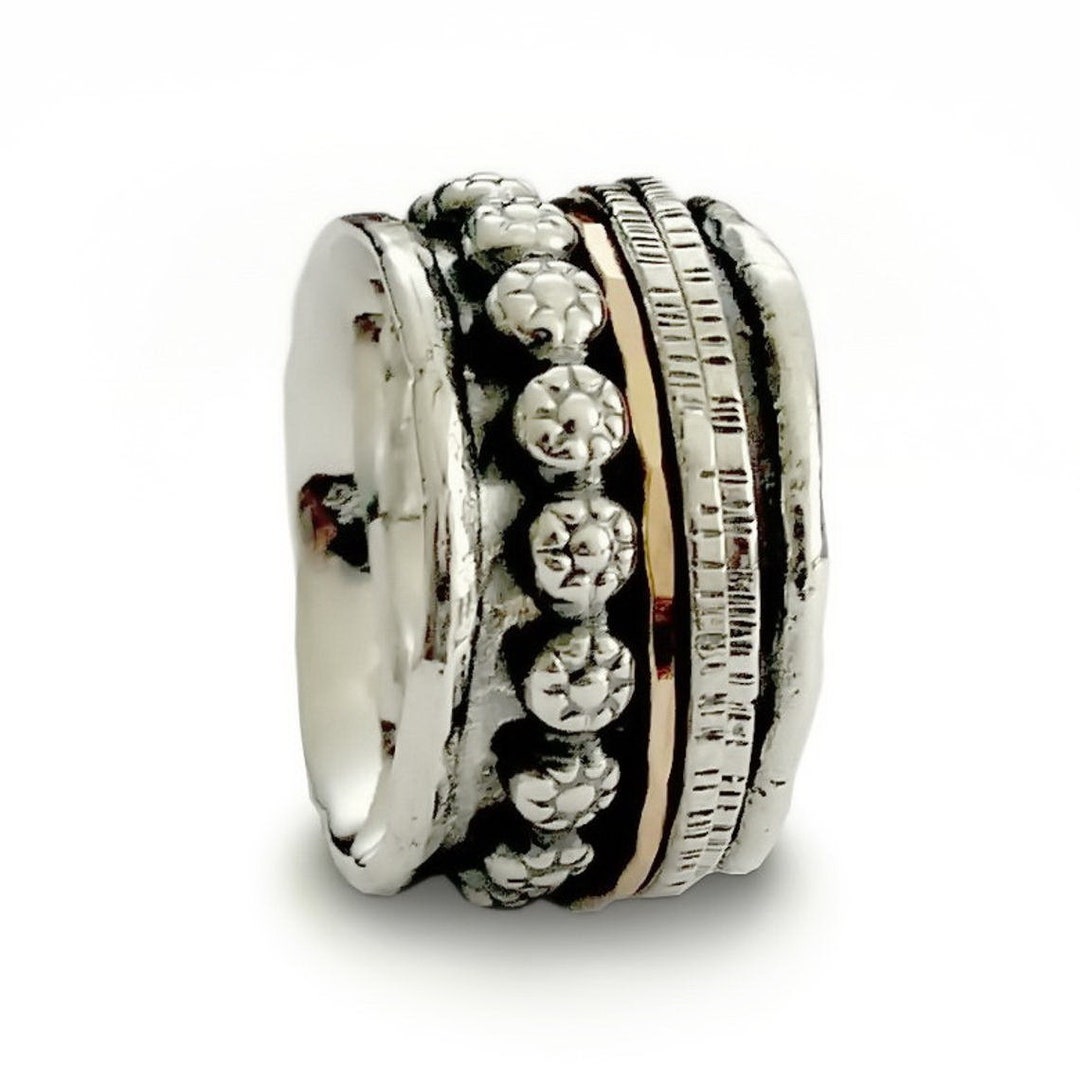 Two Tone Stars Spinner Ring for Men - Etsy