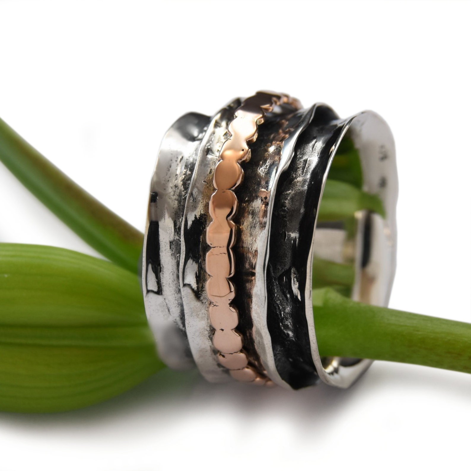 Hammered Silver Spinner Ring - Etsy