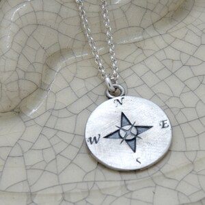 Compass Charm Silver Necklace - Etsy