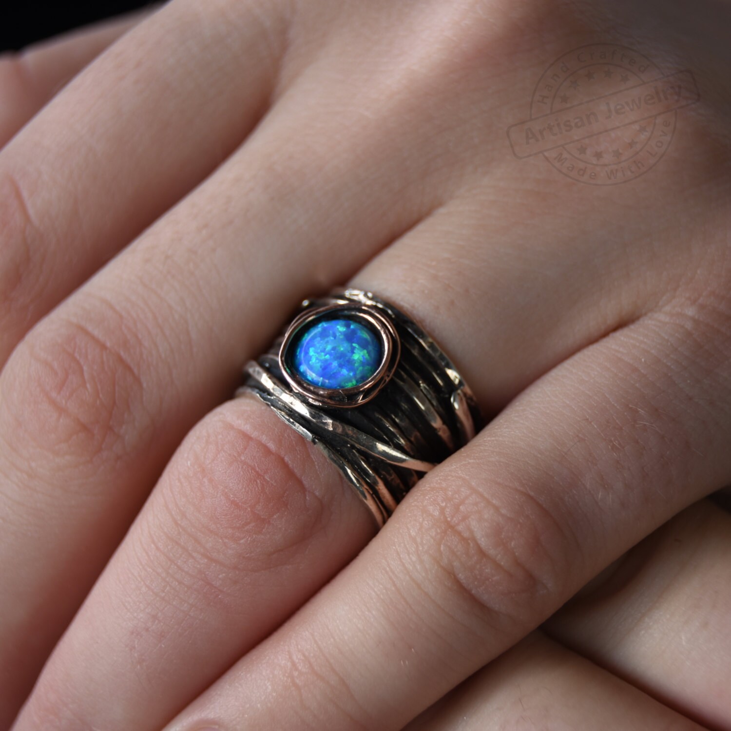 Two Tone Wrap Ring With Opal - Etsy
