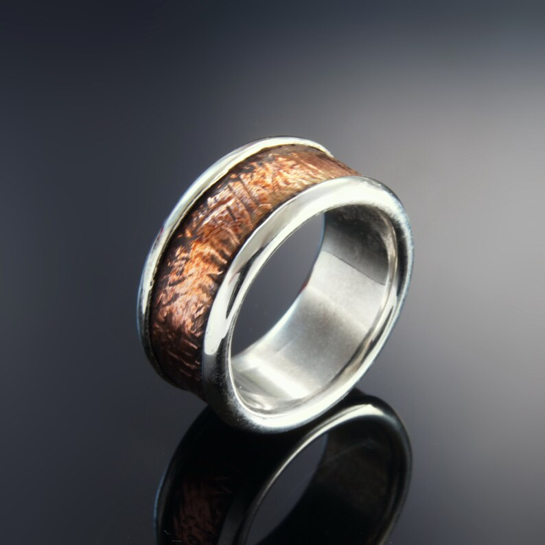 Textured Copper Silver Band Shiny Silver Copper Band Durable | Etsy