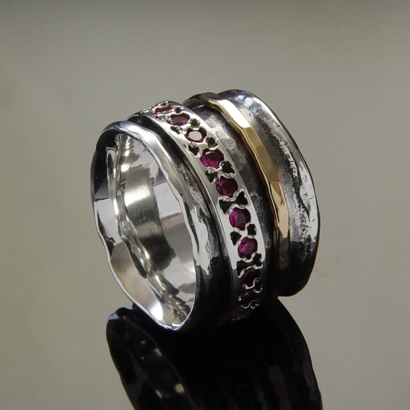 Rustic Red Ruby Spinner Ring - Etsy