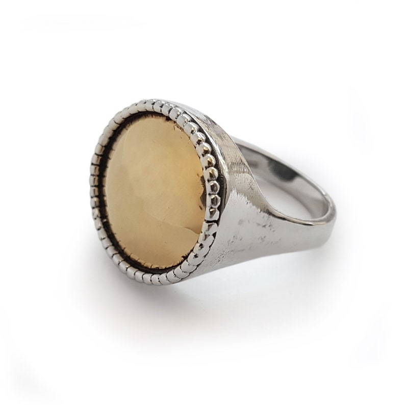 Gold Silver Large Ring Two Tone Dotted Ring Everyday Ring - Etsy