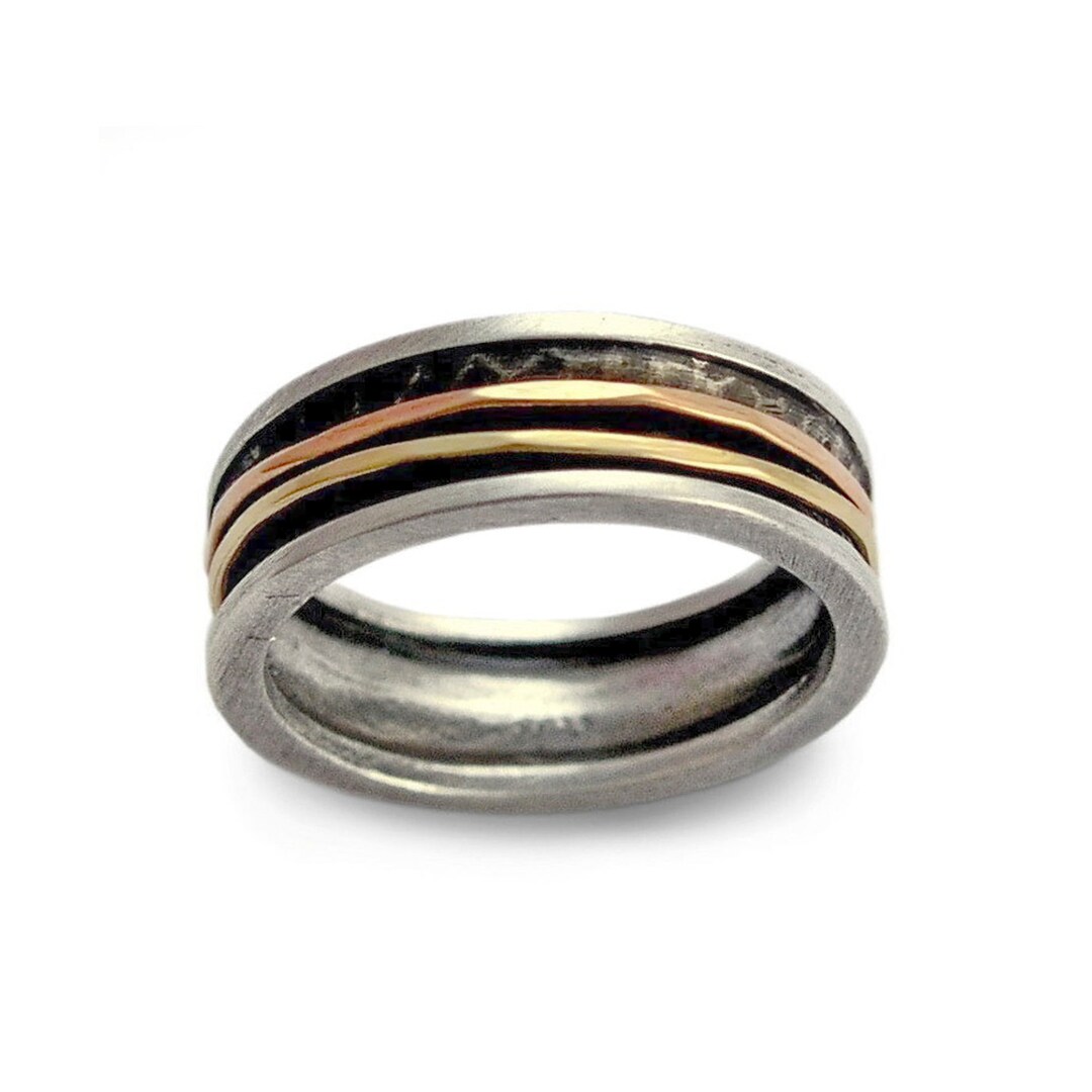 Two Tone Men Spinner Ring - Etsy