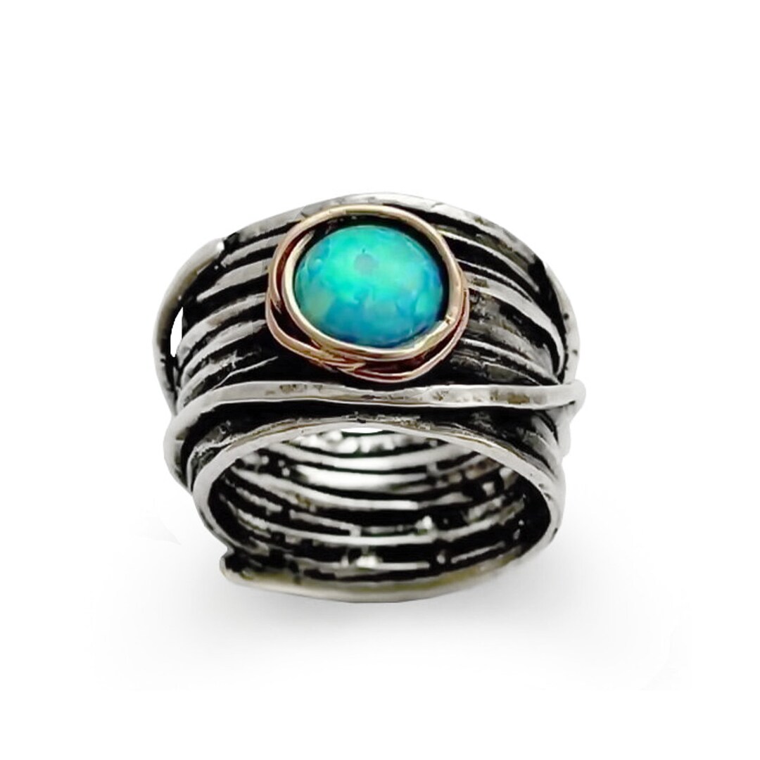Two Tone Wrap Ring With Opal - Etsy