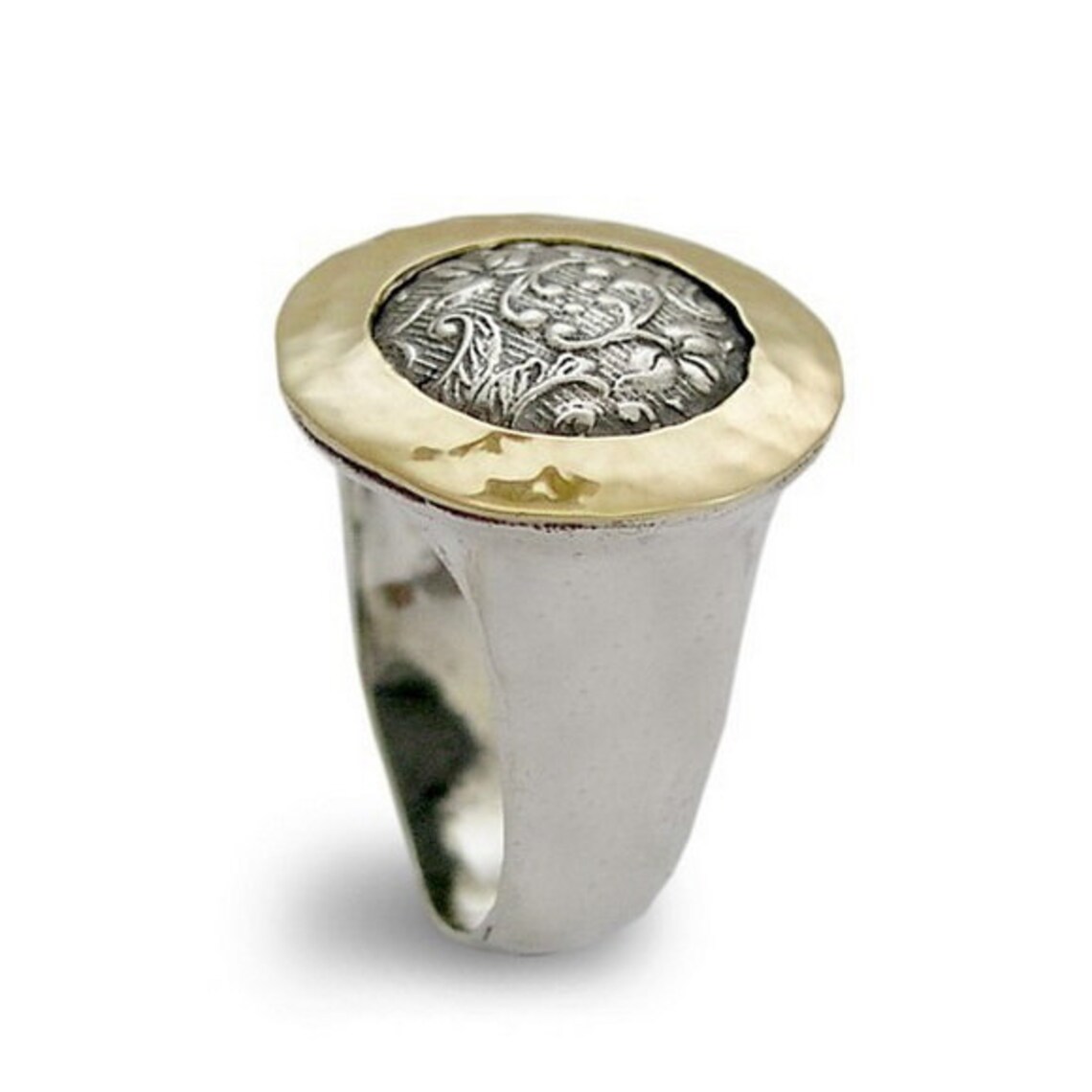 Chunky Gold and Silver Floral Ring - Etsy