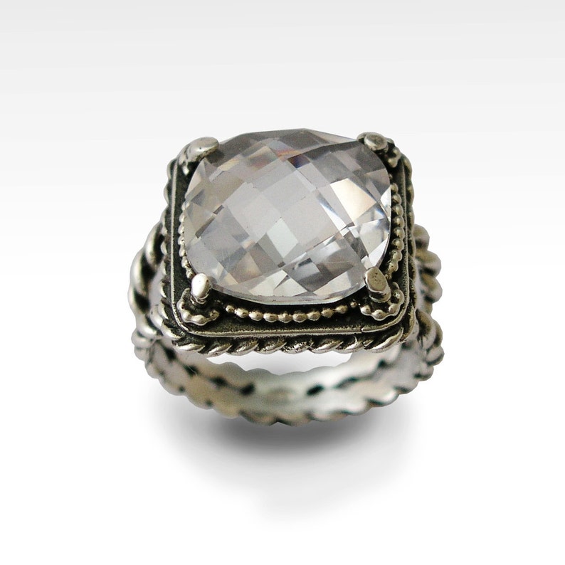 Red Clear Gemstone Ring Cubic Zircon Ring Sterling Silver - Etsy