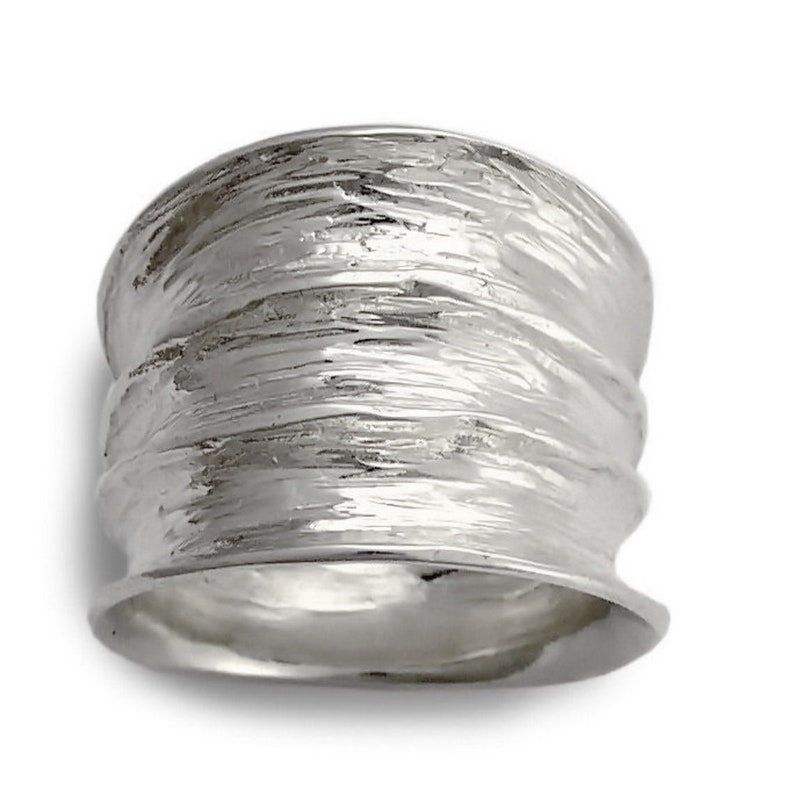 Wide Rustic Band Organic Silver Ring Textured Sterling - Etsy