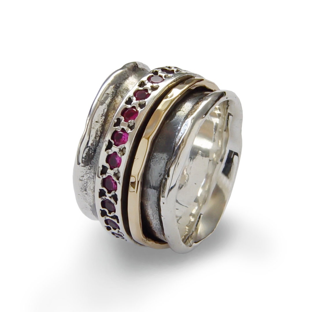 Rustic Red Ruby Spinner Ring - Etsy