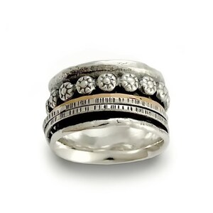 Two Tone Stars Spinner Ring for Men - Etsy