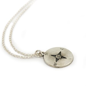 Compass Charm Silver Necklace - Etsy