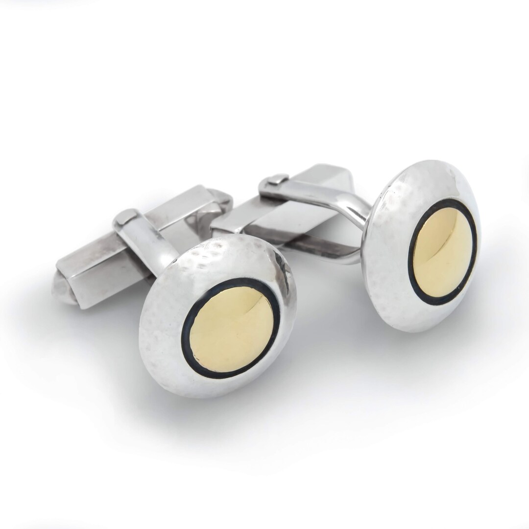 Classic Two Tone Round Cuff Links for Men - Etsy