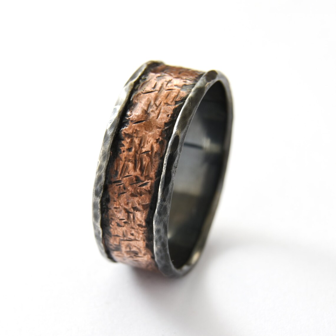 Rustic Band for Men Made of Copper and Silver - Etsy