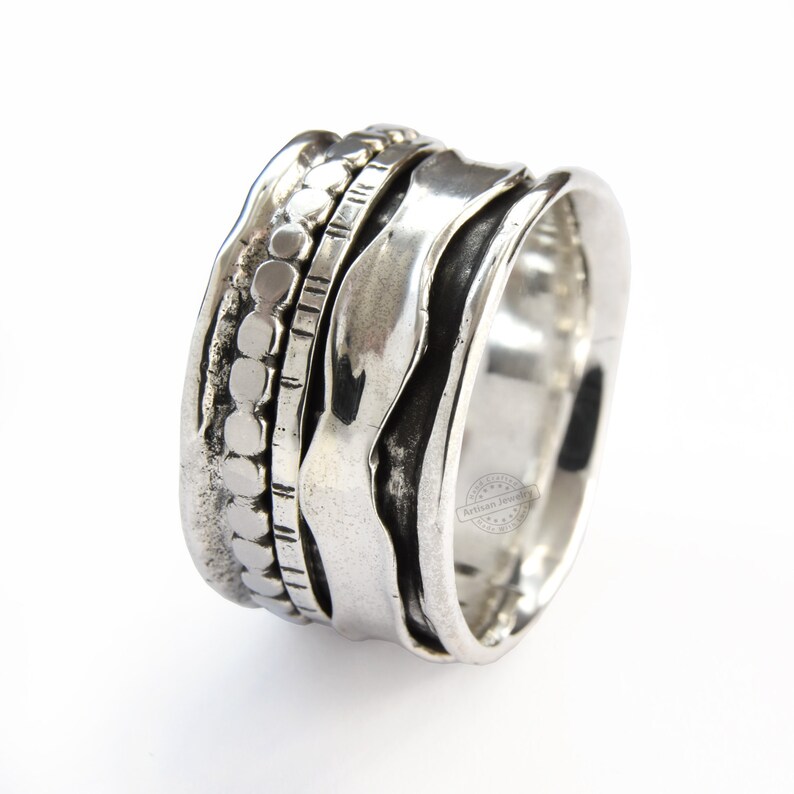 Oxidized Silver Spinner Ring - Etsy
