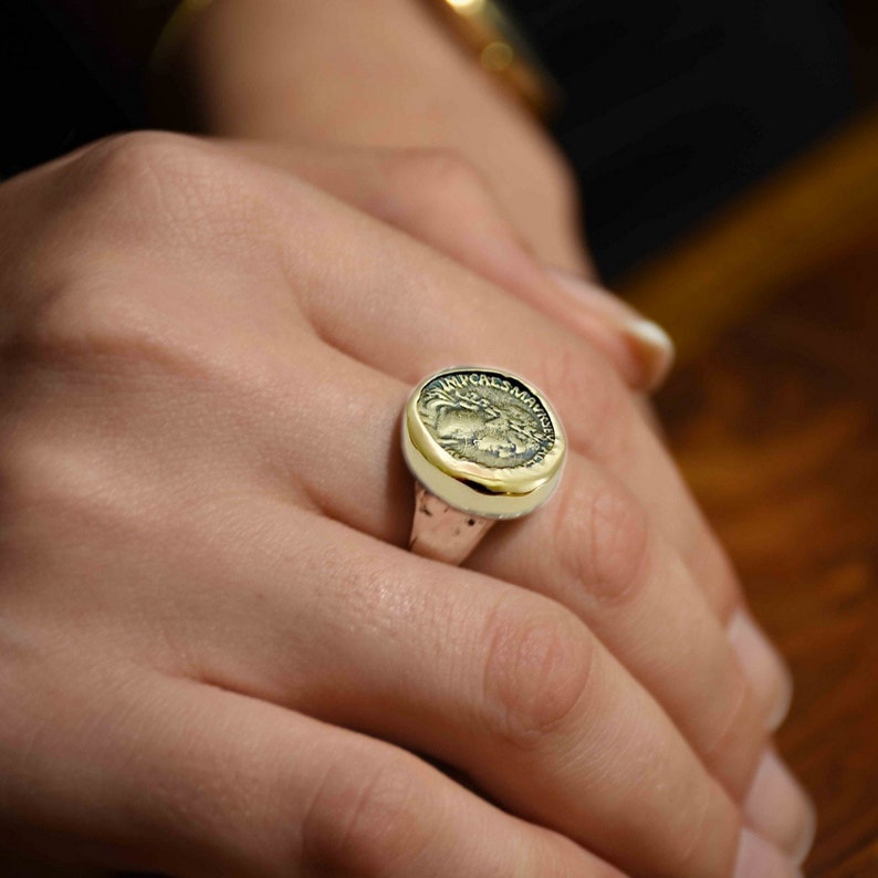 Chunky Replica Coin Mixed Metals Ring - Etsy