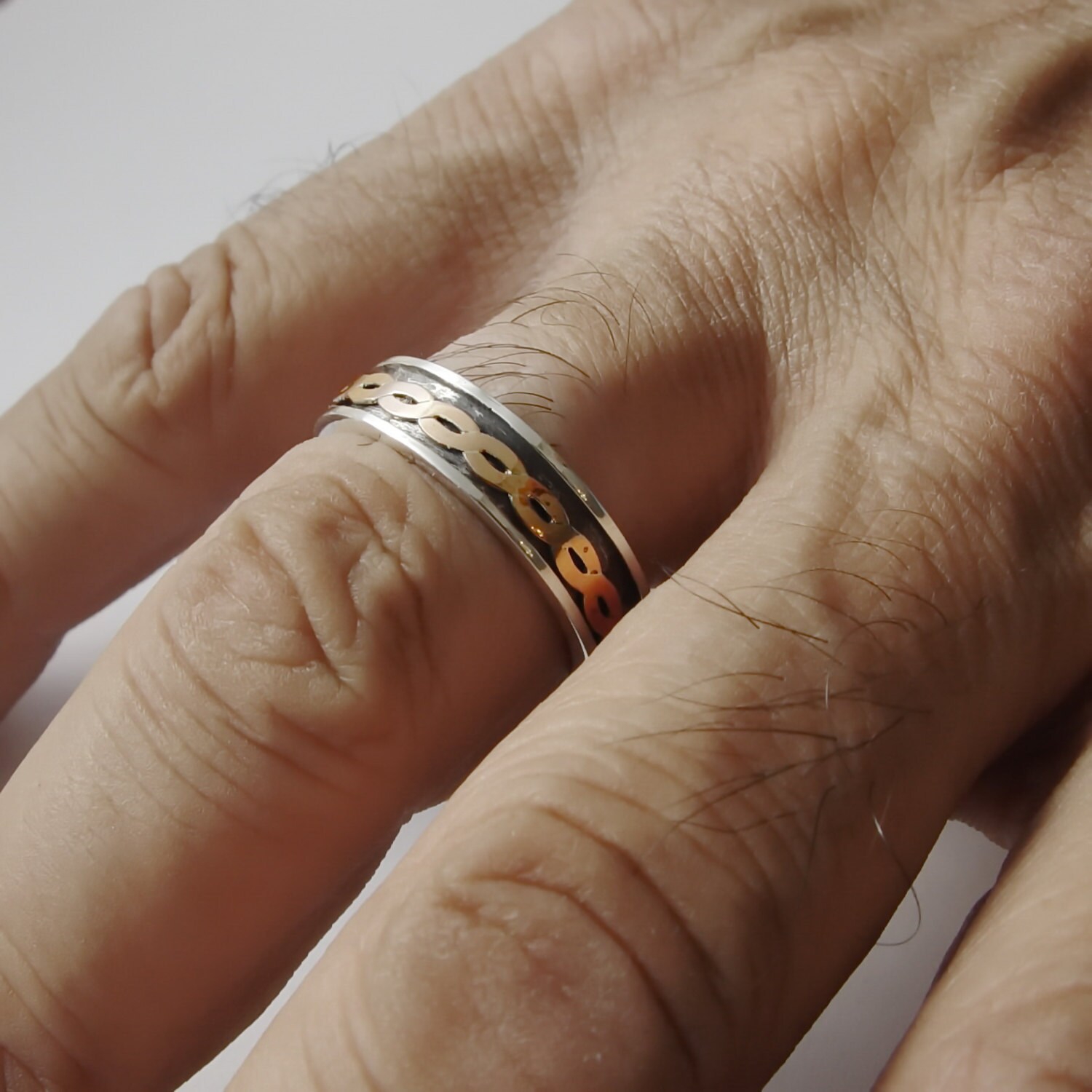 Braided Rose gold spinner ring for men | Etsy