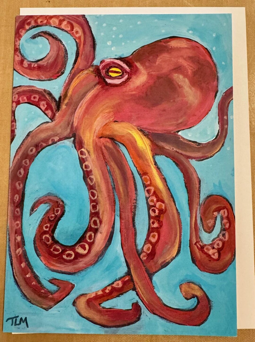 Octopus Greeting Card, 5" X 7" Blank Inside All Occasion. Terry ...