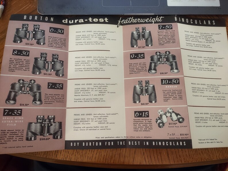 Burton Binoculars Advertisement, 1950s - Etsy