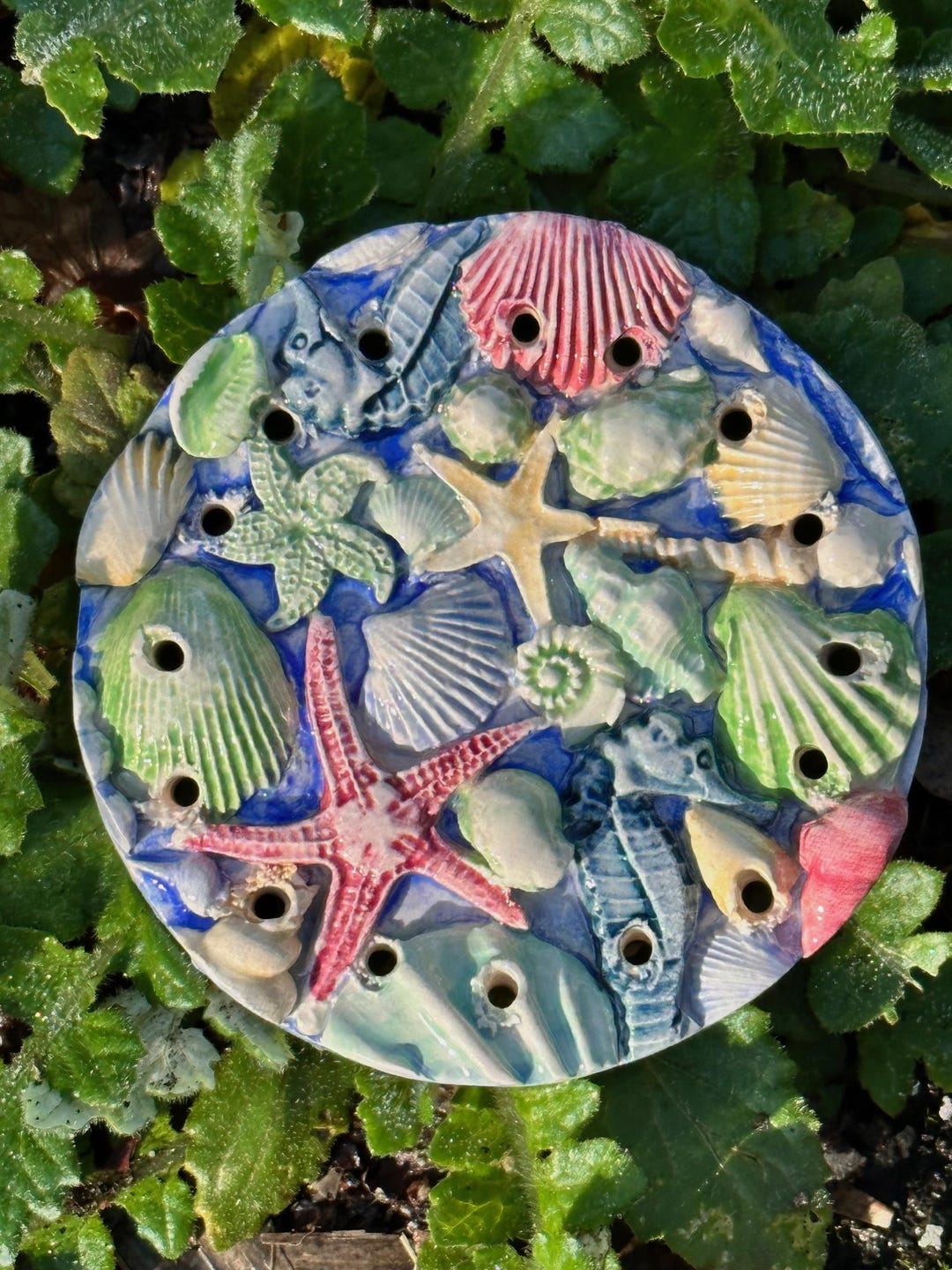 Sea Shells Ceramic Pine Needle Basket Base Red Starfish SD - Etsy